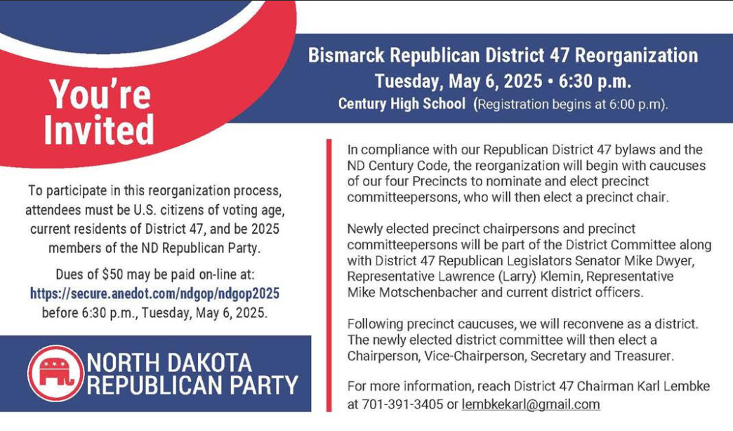 District 47 Reorganization Meeting - North Dakota Republican Party